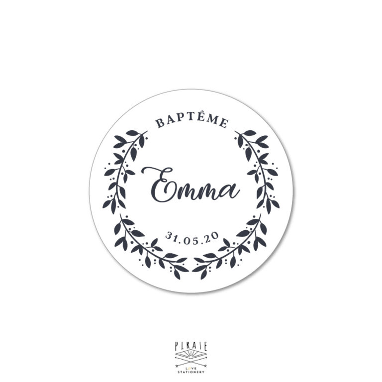 Papeterie baptême personnalisée : faire-part, tampon, stickers,