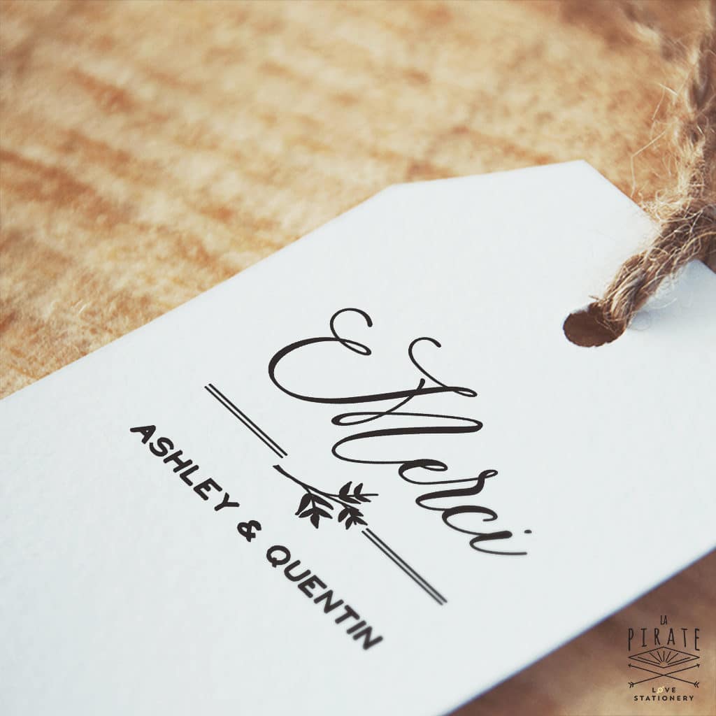 Tampon Merci Mariage rétro - Ardoise et Fleurs Vintage • La Pirate