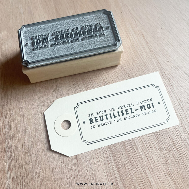 Tampon étiquette Réutilisez-moi, tampon packaging