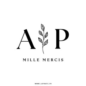 Stickers mille mercis initiales végétal chic personnalisé, stickers ...