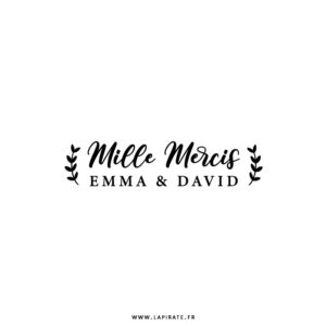 Stickers Mille Mercis personnalisé 2 lignes, végétal | Stickers urne