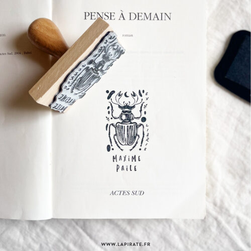 Tampon ex-libris Scarabée magique personnalisé, coléoptère